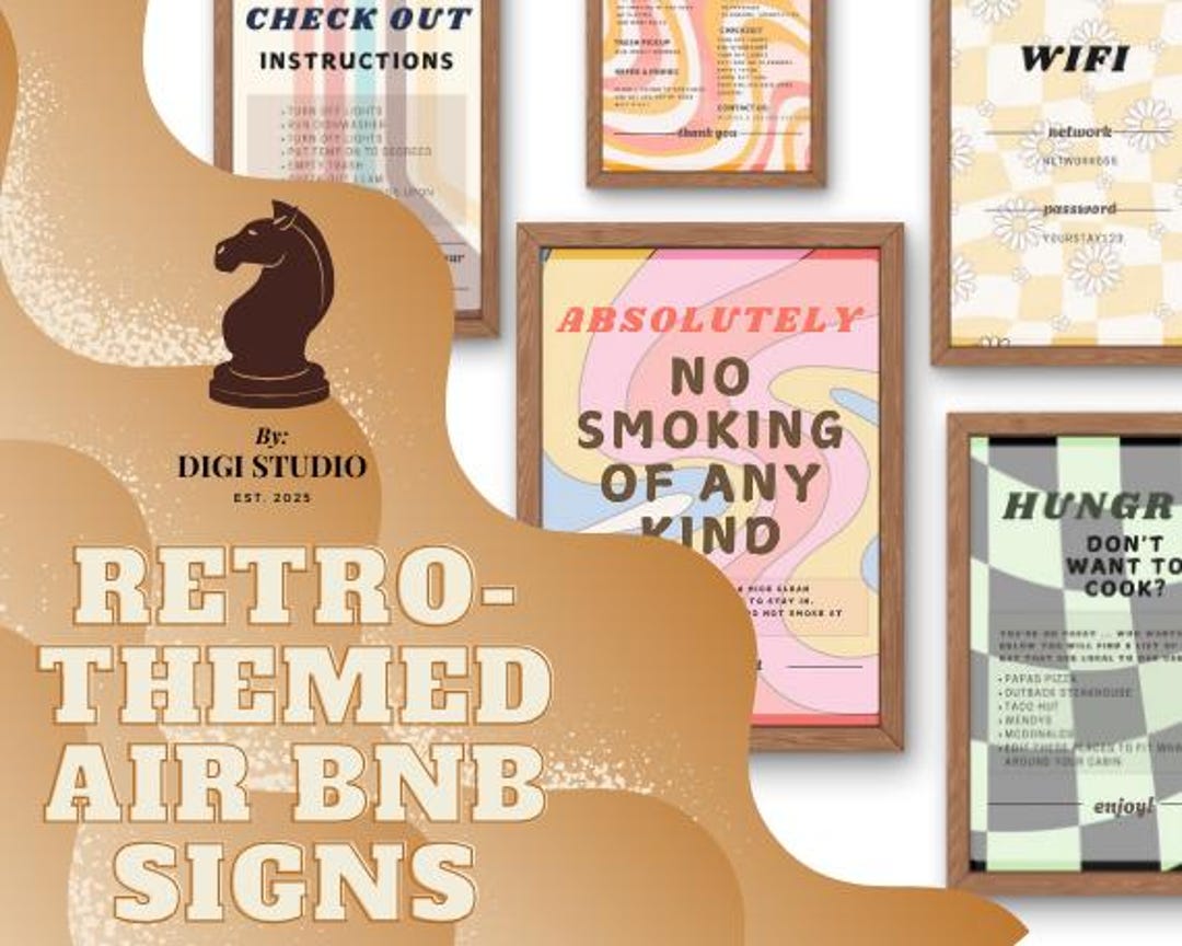Retro-themed Airbnb Sign Designs - High Quality Printable Digital Art ...
