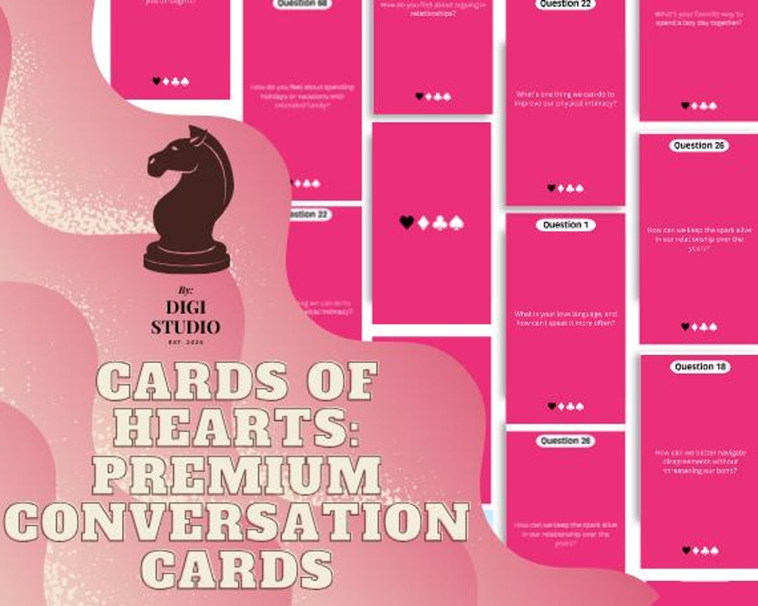 100 Pink Conversation Cards for Couples | Conversation Starter Cards ...