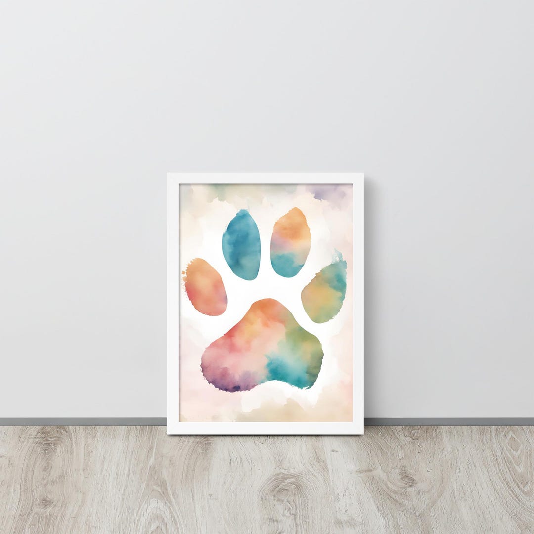 4dogzy Watercolor Paw Print Wall Art - Etsy