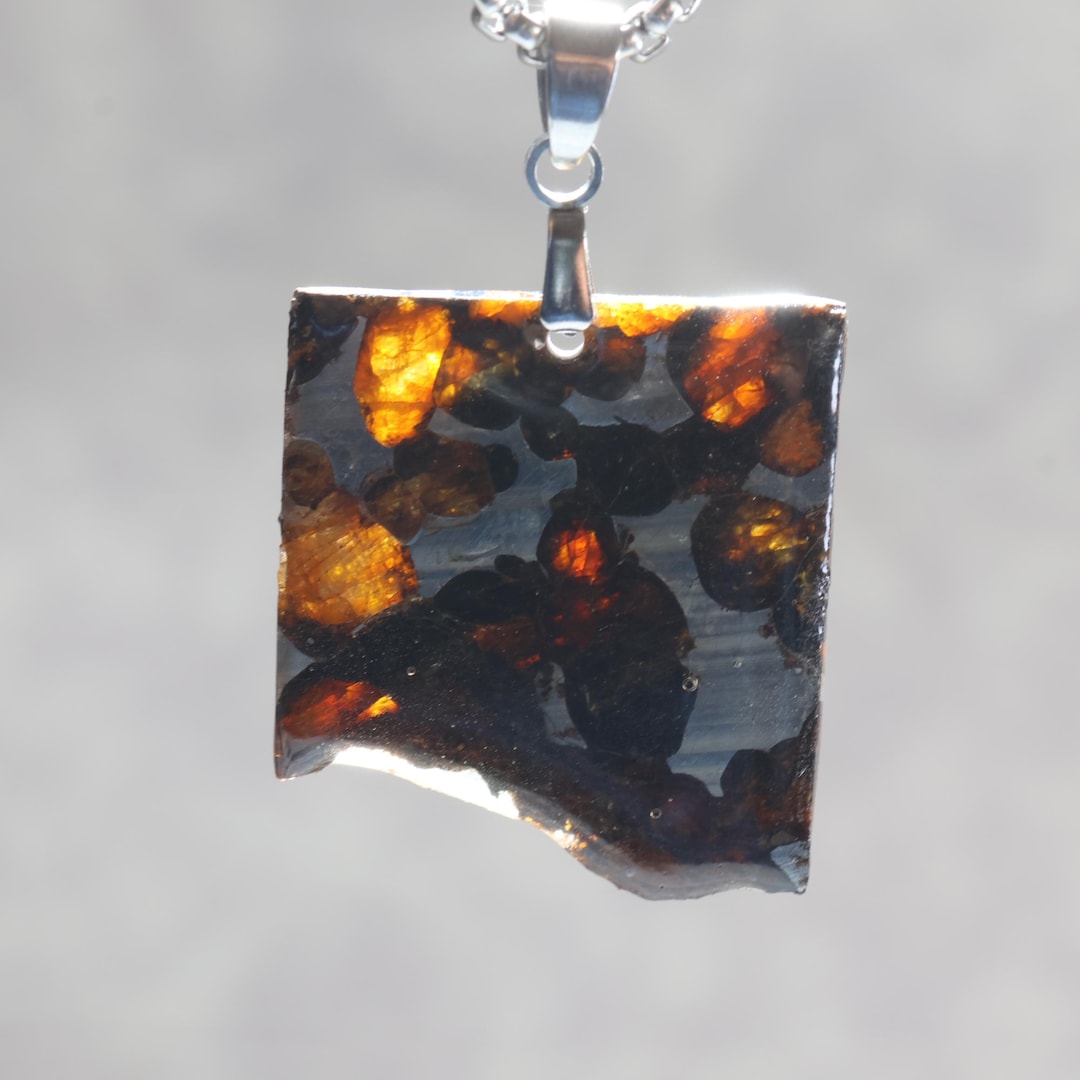 Sericho Pallasite Meteorite Rectangle Pendant-kenya，naturally Meteorite ...
