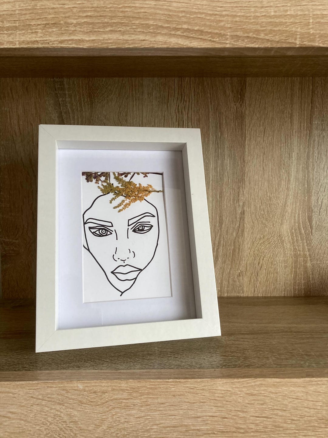 Woman Face Drawing With Pressed Flowers - Etsy