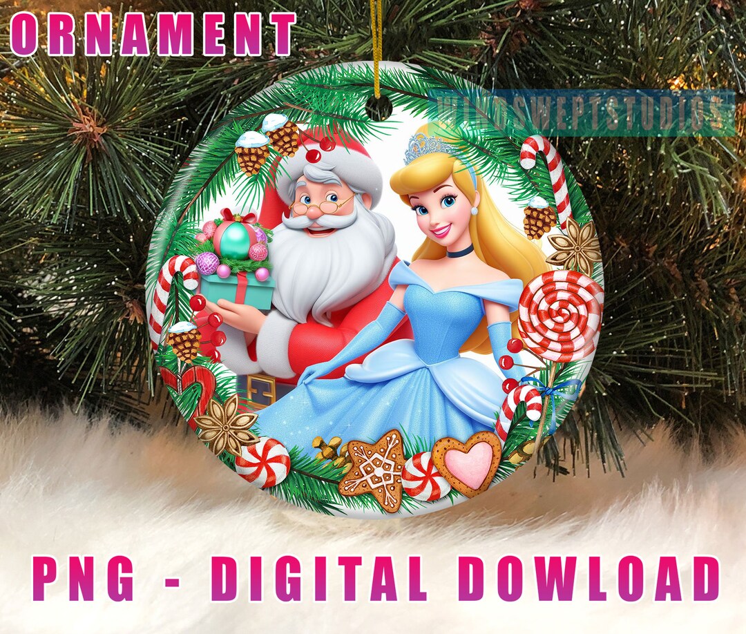 3D Christmas Princess Ornament PNG, Christmas Round Designs PNG ...