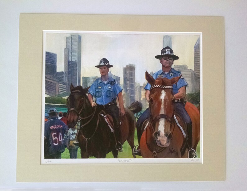 Chicago Mounted Police Oil Painting - 15x12in Giclee Print - Etsy