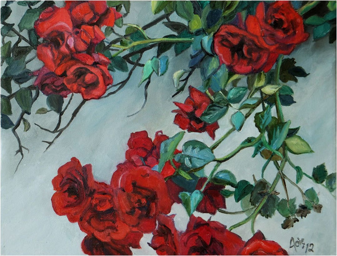 Red Roses - 14x11" Original Floral Painting - Etsy