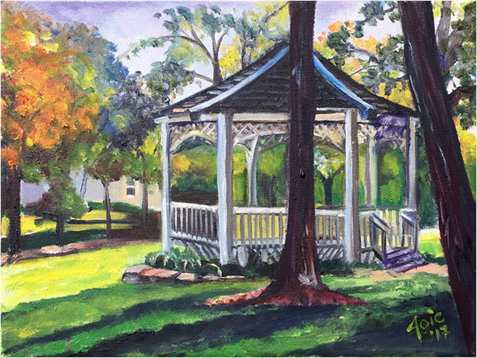 Plein Air Gazebo Painting - 12x9in Original Oil - Etsy