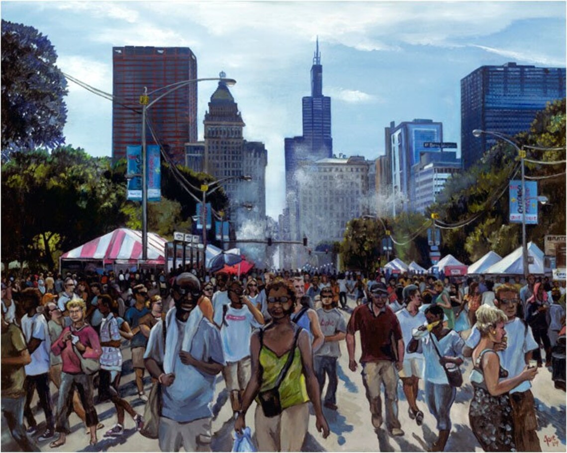 Chicago Cityscape Oil Painting - 15x12in Giclee Print - Etsy