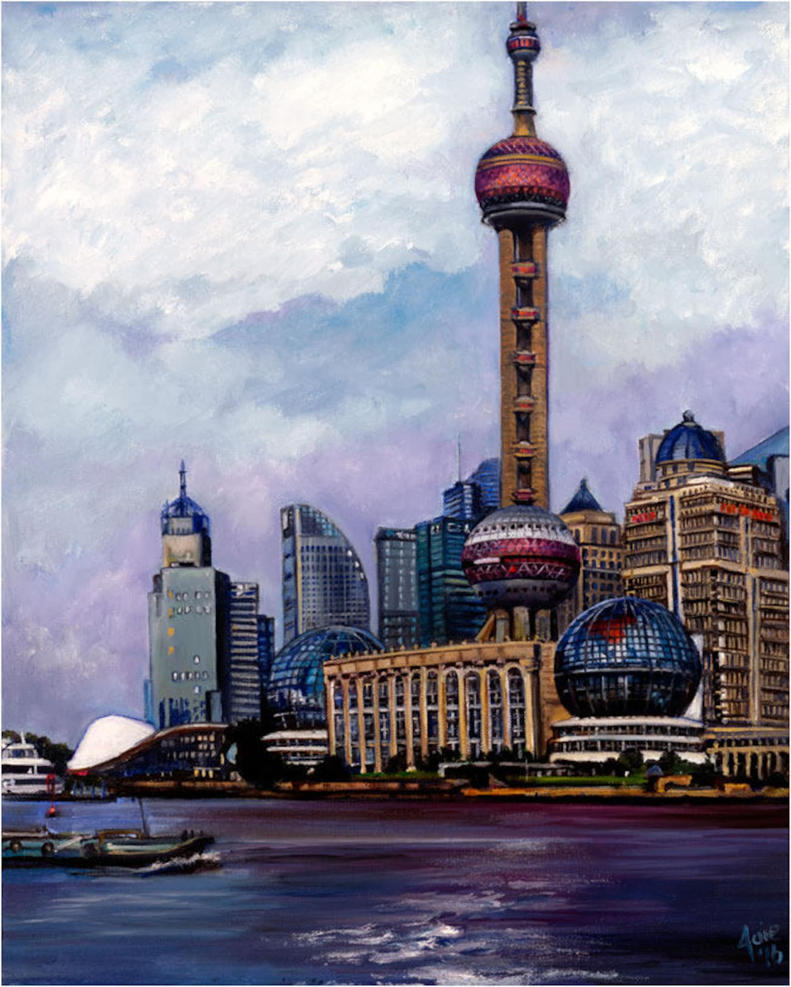 Shanghai Cityscape Original Oil Painting - 16x20 - Etsy