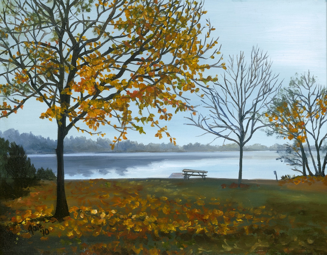 End of Fall Landscape Painting - 18x14in Giclee Print - Etsy