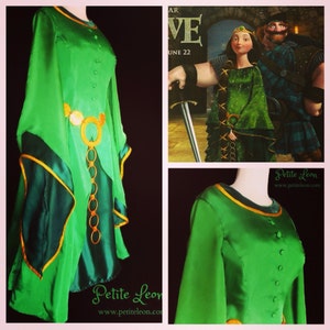 Queen Elinor Costume Cosplay Green Scottish Medieval Dress Middle Ages ...