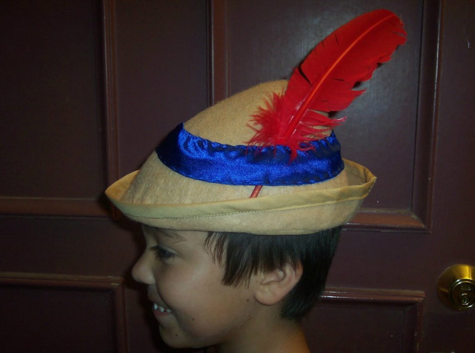 Pinocchio Hat Tyrolean Alpine Style Hat Tan Wool Felt Feather - Etsy