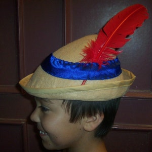Pinocchio Hat Tyrolean Alpine Style Hat Tan Wool Felt Feather Plume - Etsy