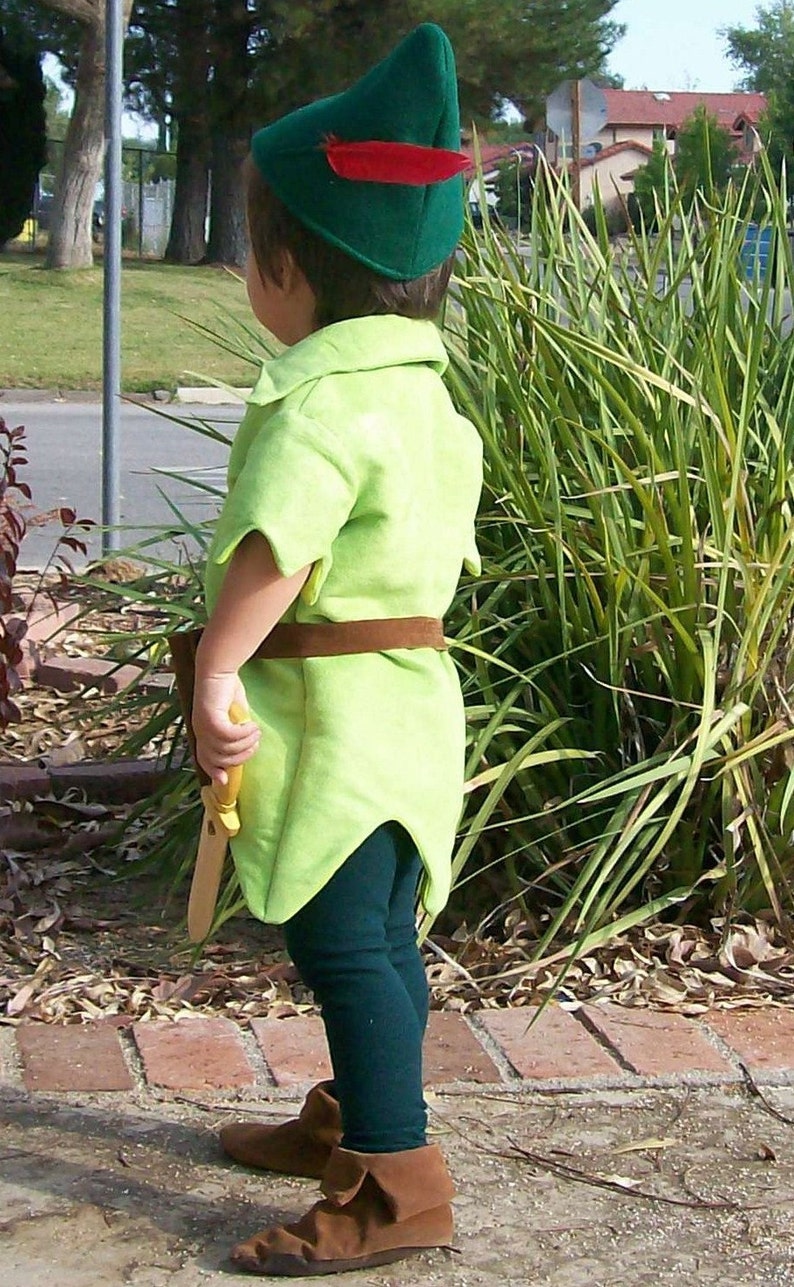 Peter Pan Costume Cosplay Child Sizes Faux Lime Green Suede Tunic Felt ...