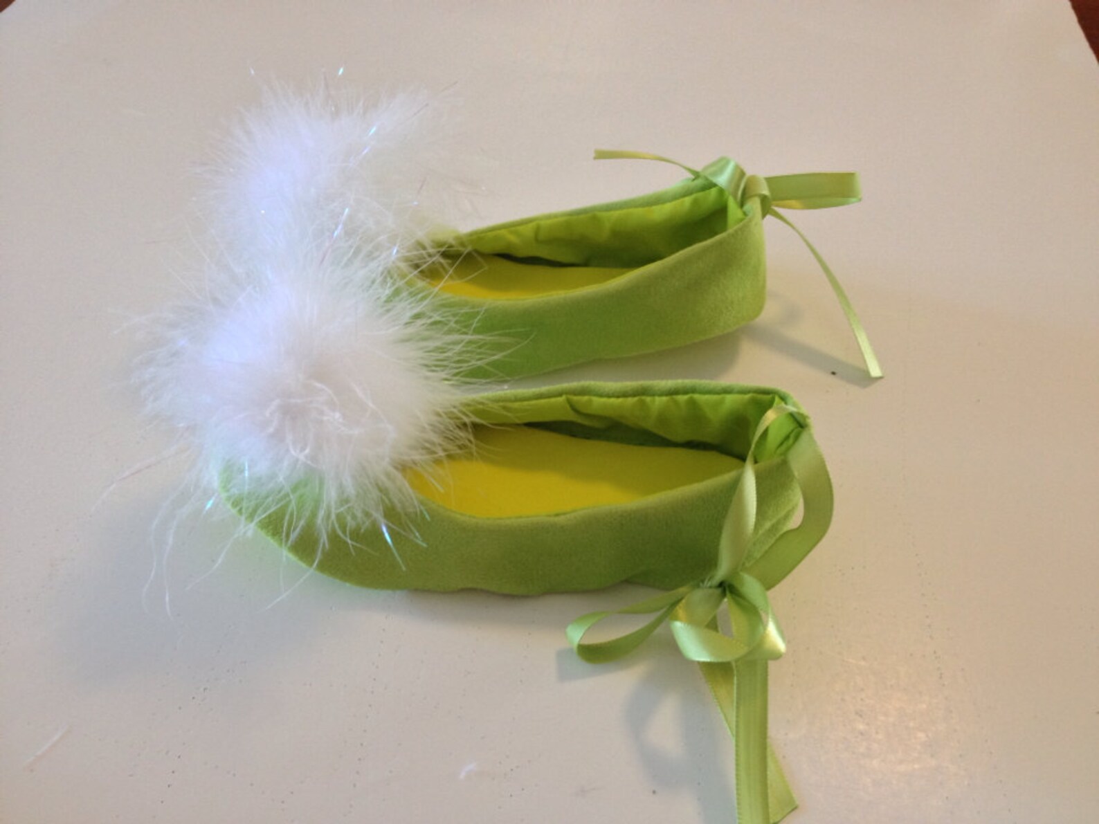Tinkerbell Costume Cosplay Shoes Tink Fairy Pixie Faux Bright Lime ...