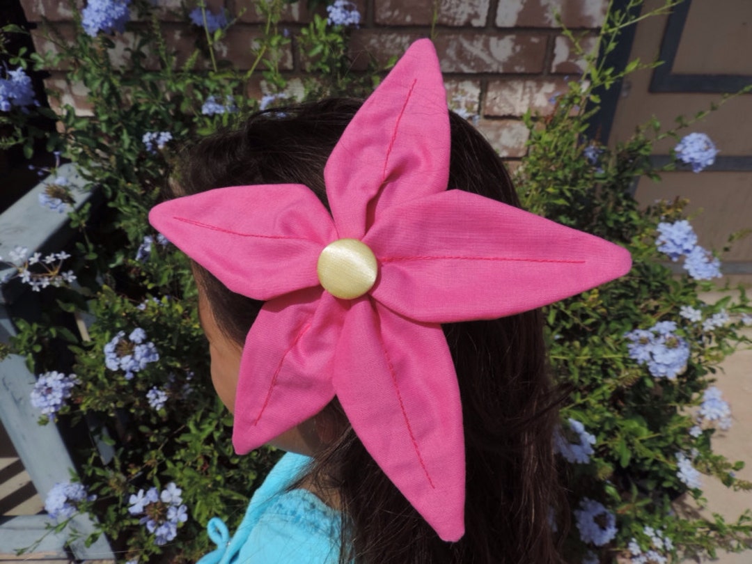 Ariel Flower Hair Clip Handmade Magenta Pink Petals Yelow Button Center ...