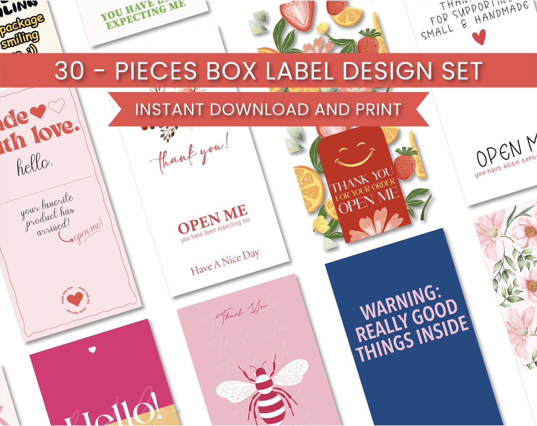 Printable Box Labels 30 Pieces of Ready to Print Box Seals for Small ...