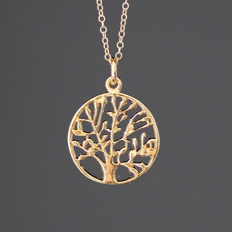 Gold Tree Pendant - Etsy