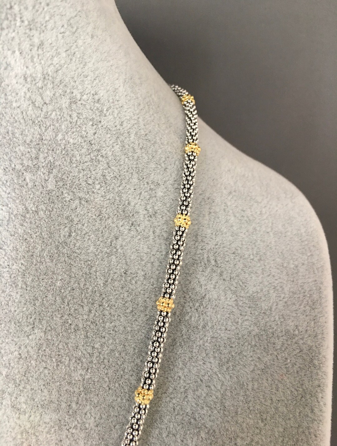 Gold and Silver Necklace - Mixed Metal Jewelry - Bali Silver Necklace ...