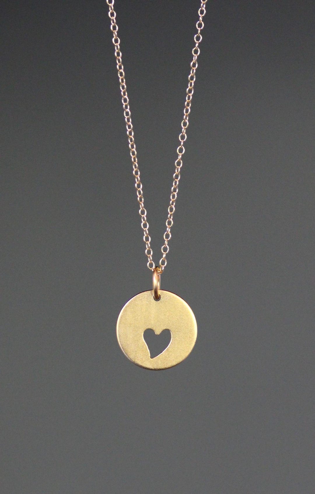 Gold Heart Necklace - Simple Heart Pendant - Matte Gold Heart Pendant ...