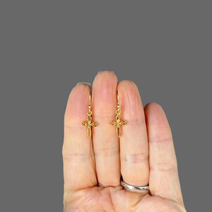 Gold Cross Earrings - Cross Dangle Earrings - Religious Jewelry - Fancy ...