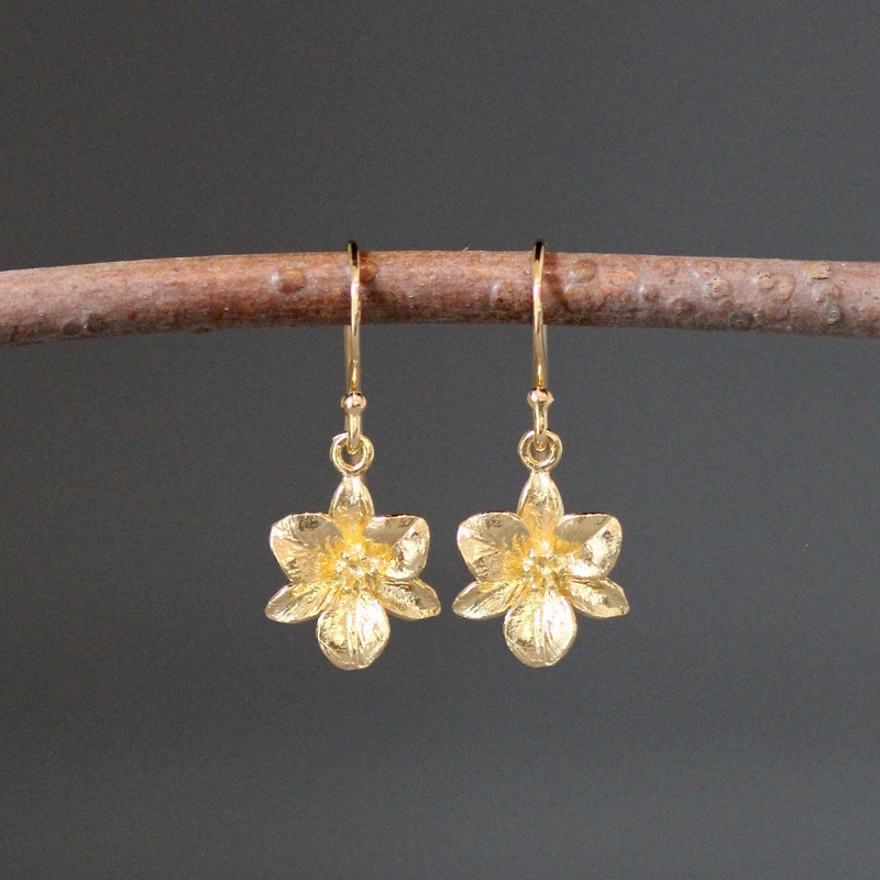 Gold Floral Earrings - Etsy