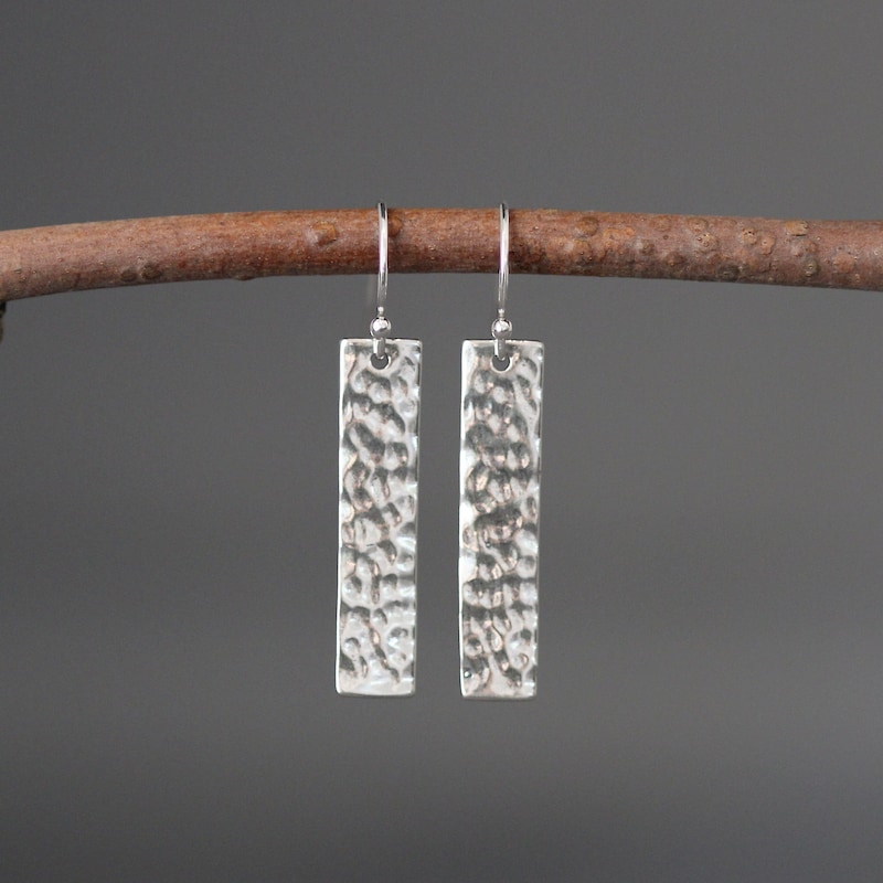 Hammered Silver Earrings - Etsy
