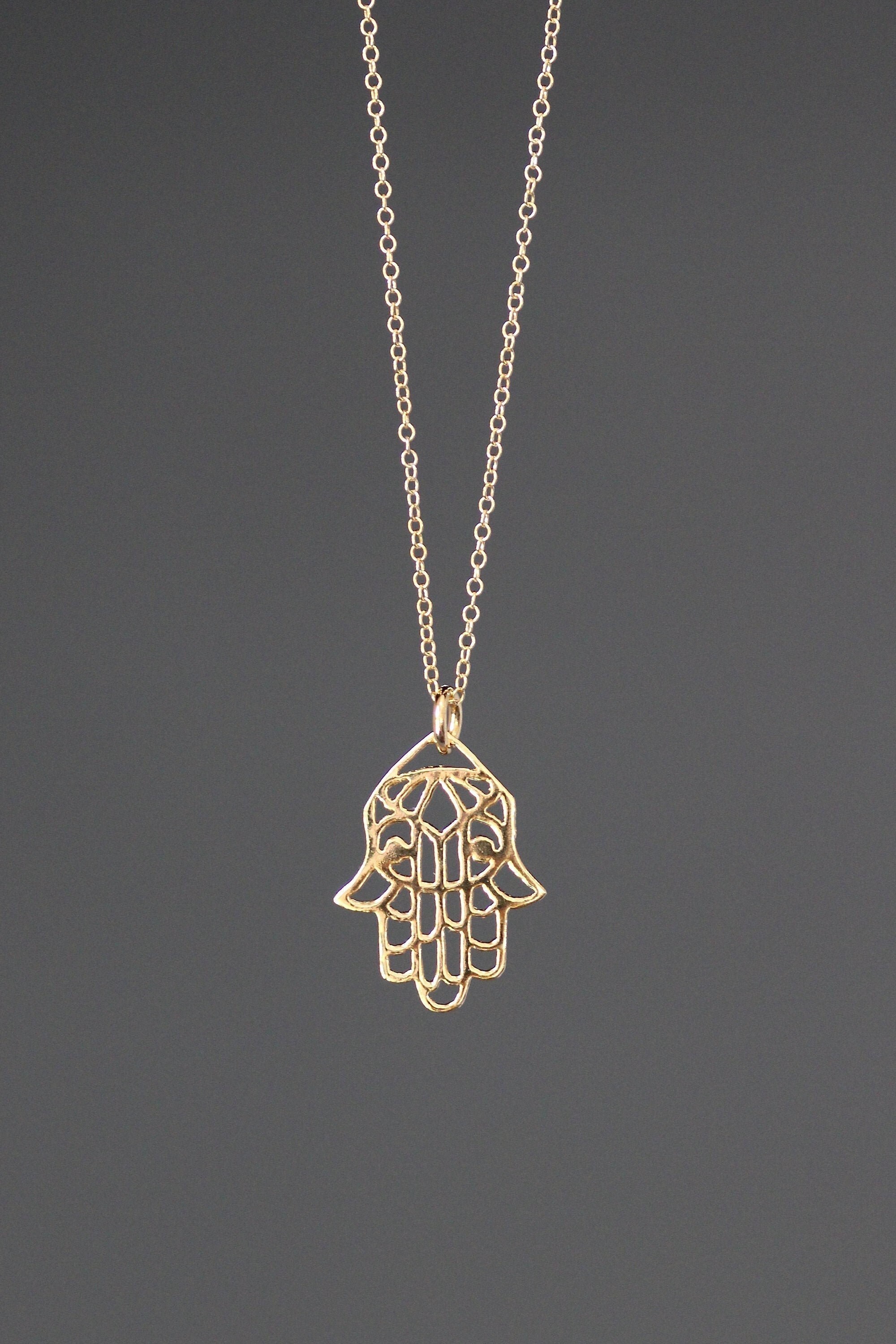 Gold Hamsa Necklace Hamsa Hand Pendant Hand of Fatima | Etsy