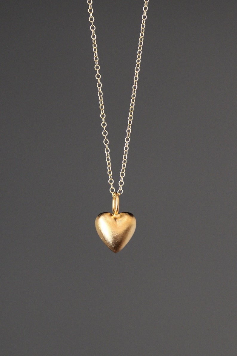 Gold Heart Necklace Small Heart Pendant Brushed Gold Heart - Etsy
