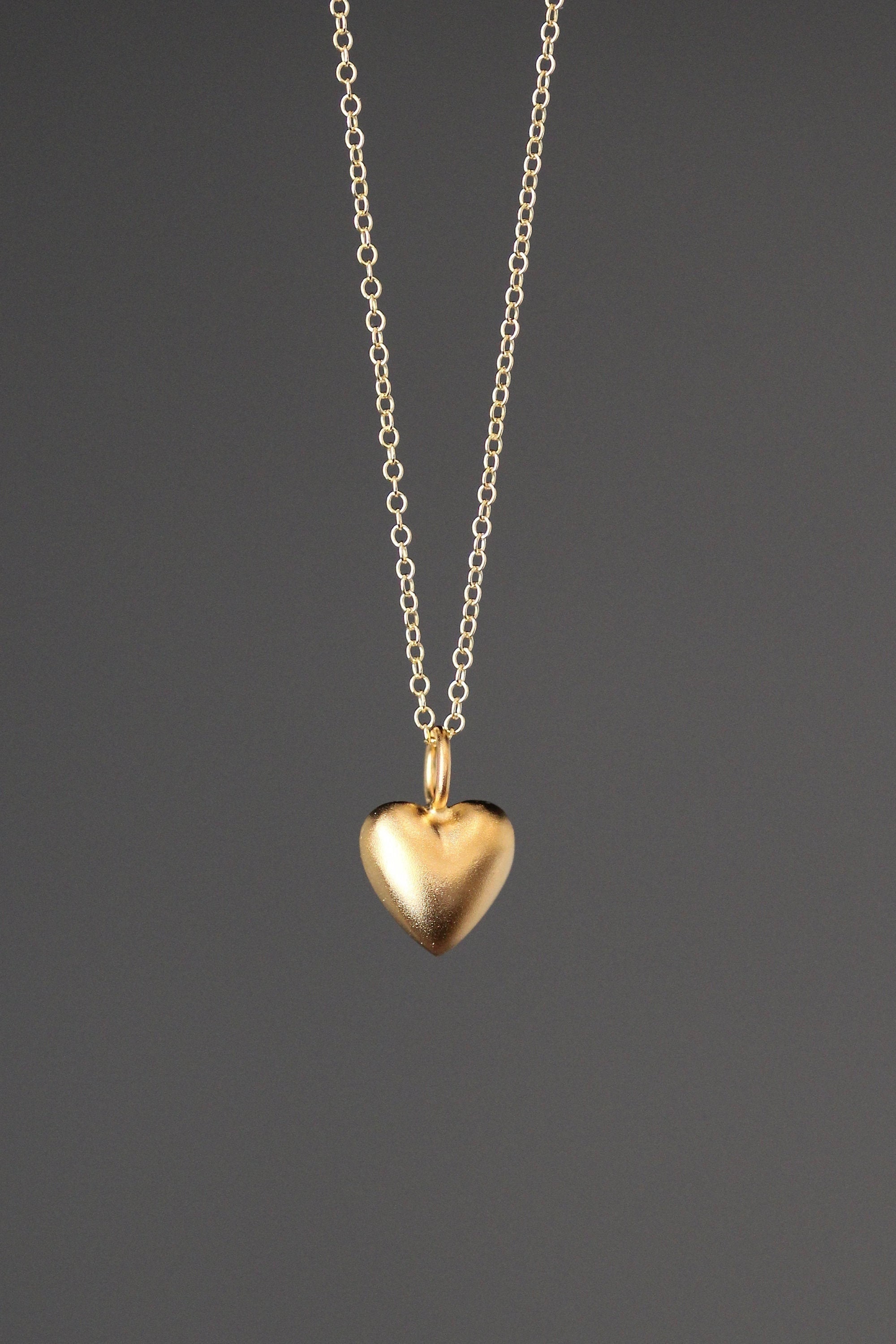 Gold Heart Necklace Small Heart Pendant Brushed Gold Heart | Etsy