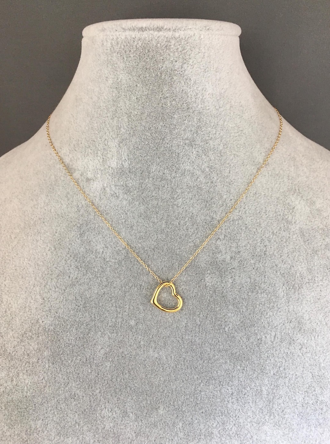 Gold Heart Necklace - Simple Heart Pendant - Floating Heart Pendant ...