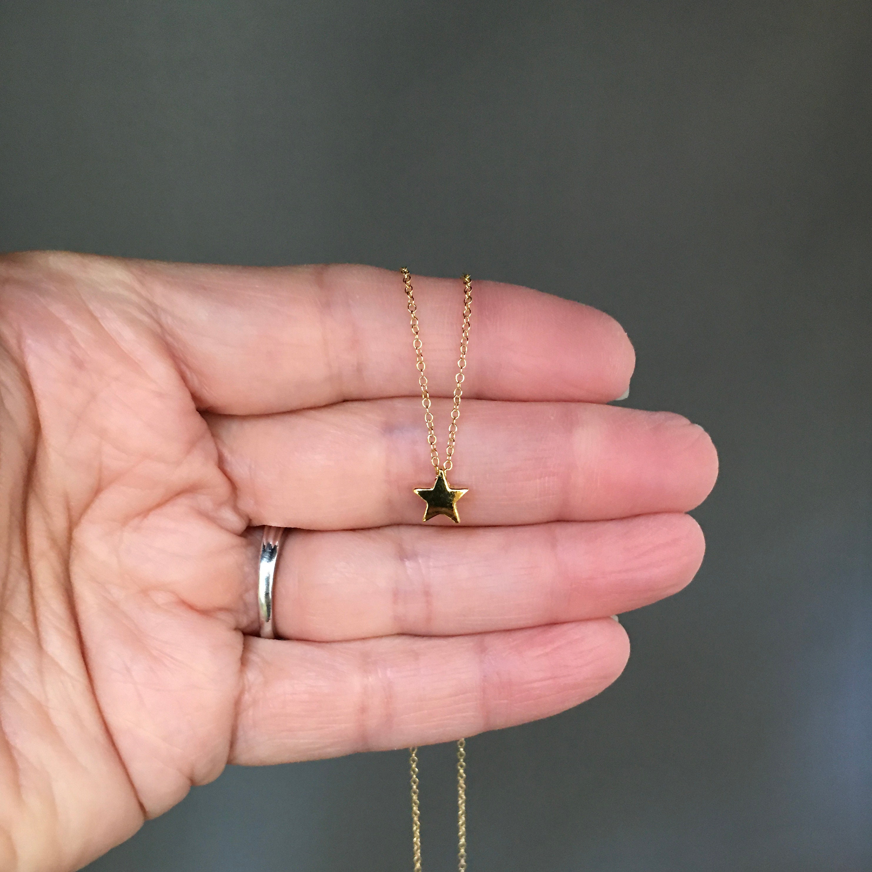 Gold Star Necklace Small Star Necklace 14k Gold Star | Etsy