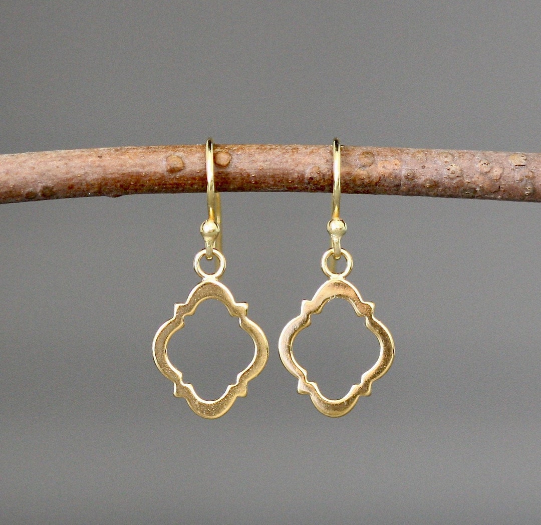 Simple Gold Earrings - Shiny Gold Earrings - 24k Gold Vermeil Earrings ...