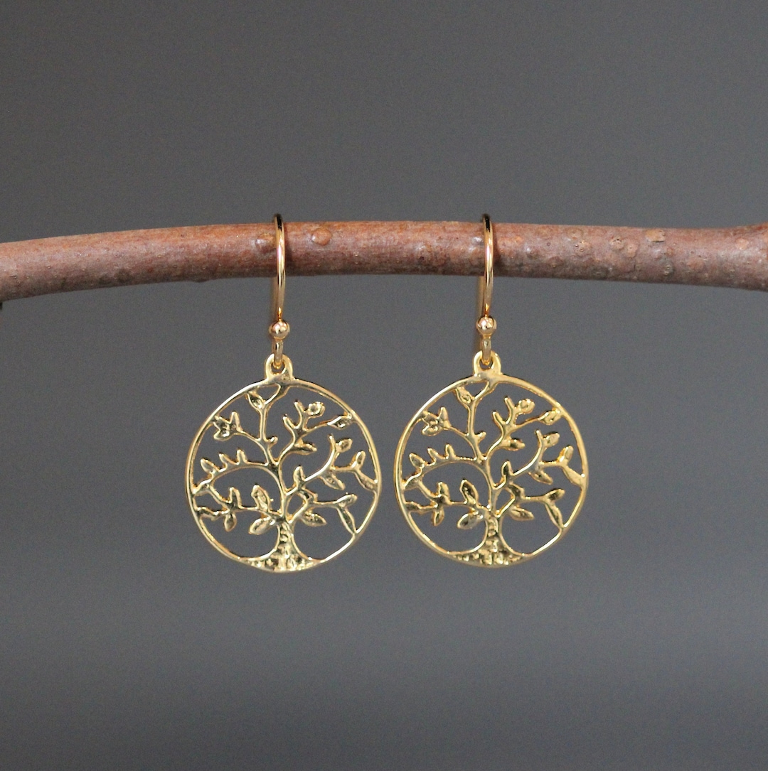 Tree of Life Earrings - Gold Tree of Life - 18k Gold Vermeil Earrings ...