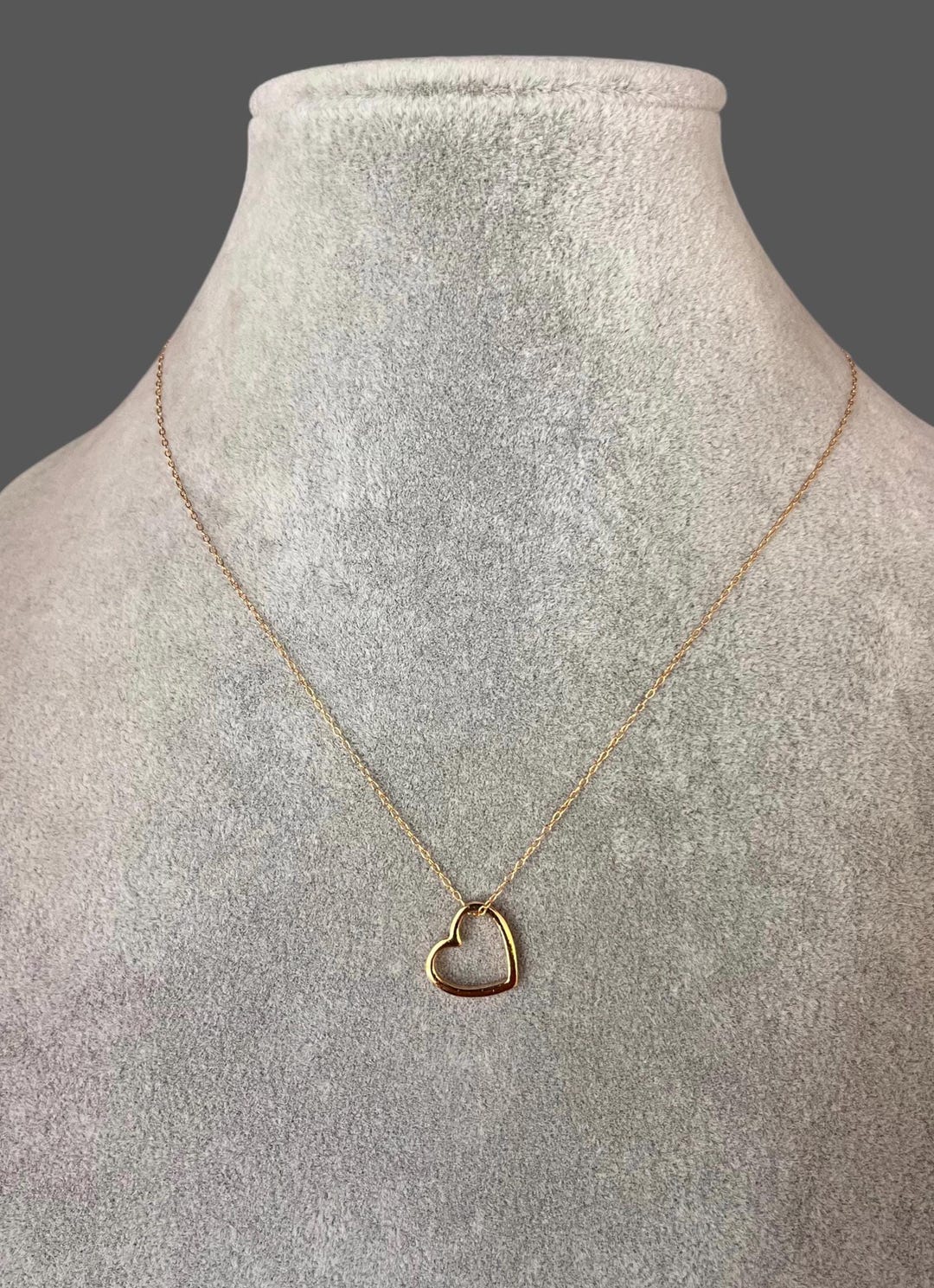 Gold Heart Necklace - Simple Heart Pendant - Floating Heart Pendant ...