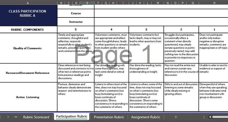 Assessment Grading Rubric - Etsy