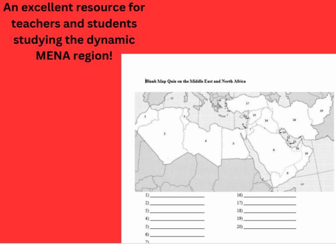 Blank Map of the Middle East - Etsy