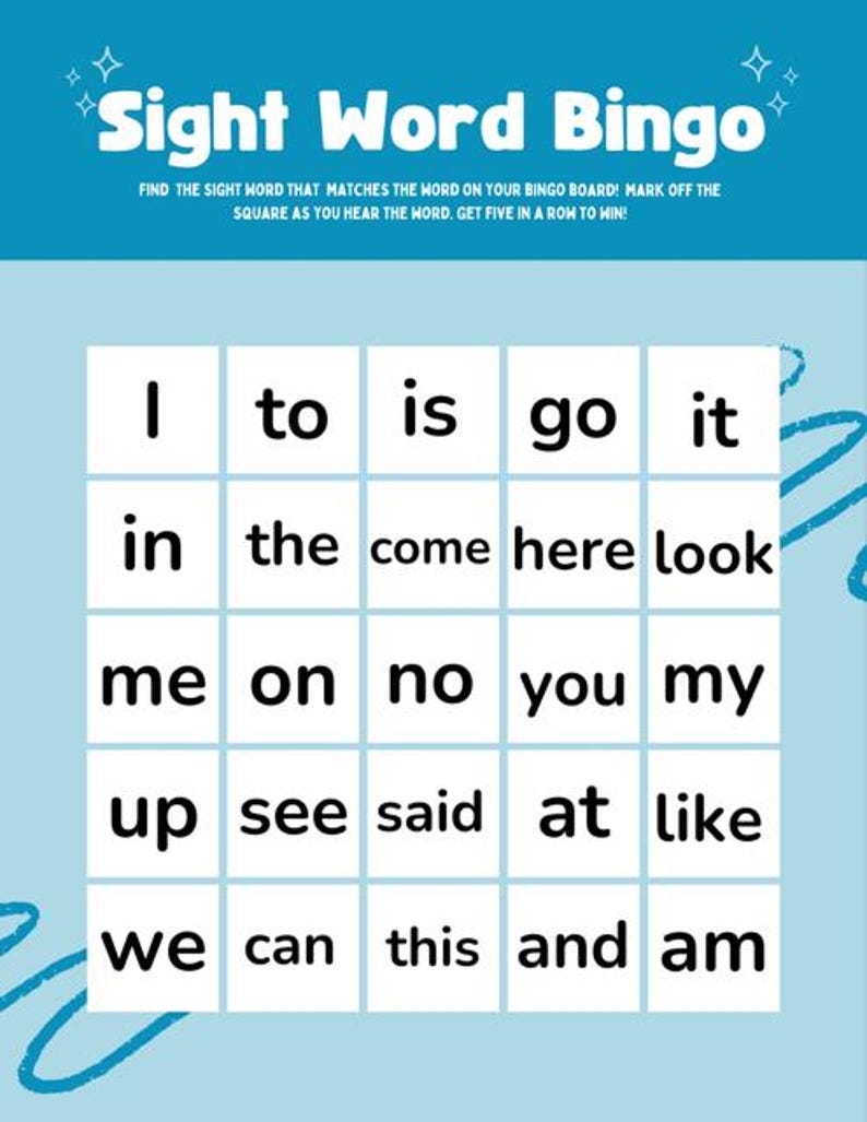 Sight Word Bingo - Etsy