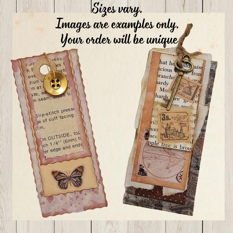 Junk Journal Dangles | Bookmarks | Ephemera | Embellishment | Scrapbook ...