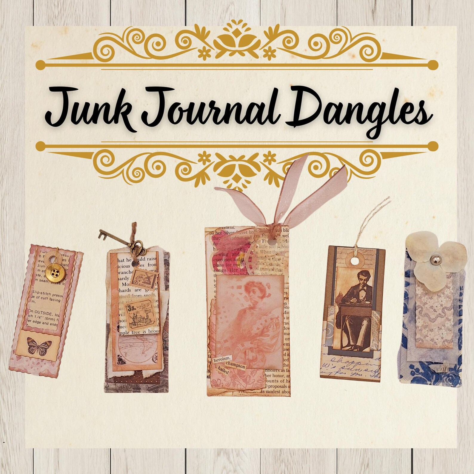 Junk Journal Dangles | Bookmarks | Ephemera | Embellishment | Scrapbook ...