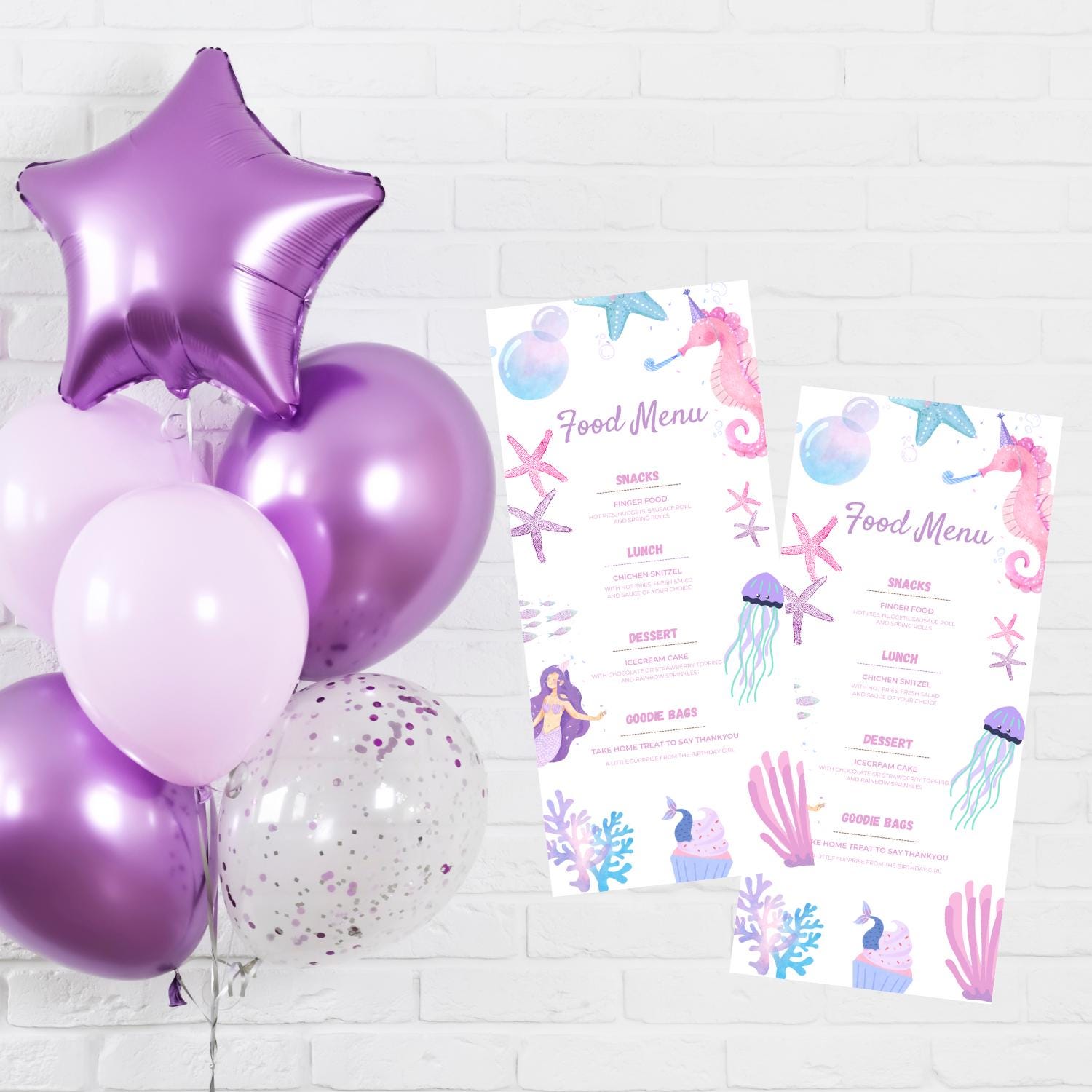 Under the Sea Menu, Lunch Menu, Mermaid Menu, Birthday Menu, Under the ...