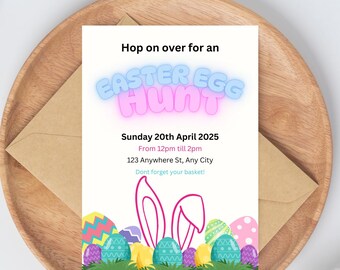 Editable Easter Egg Hunt Invitation Cards, Easter Party Invite, Easter ...
