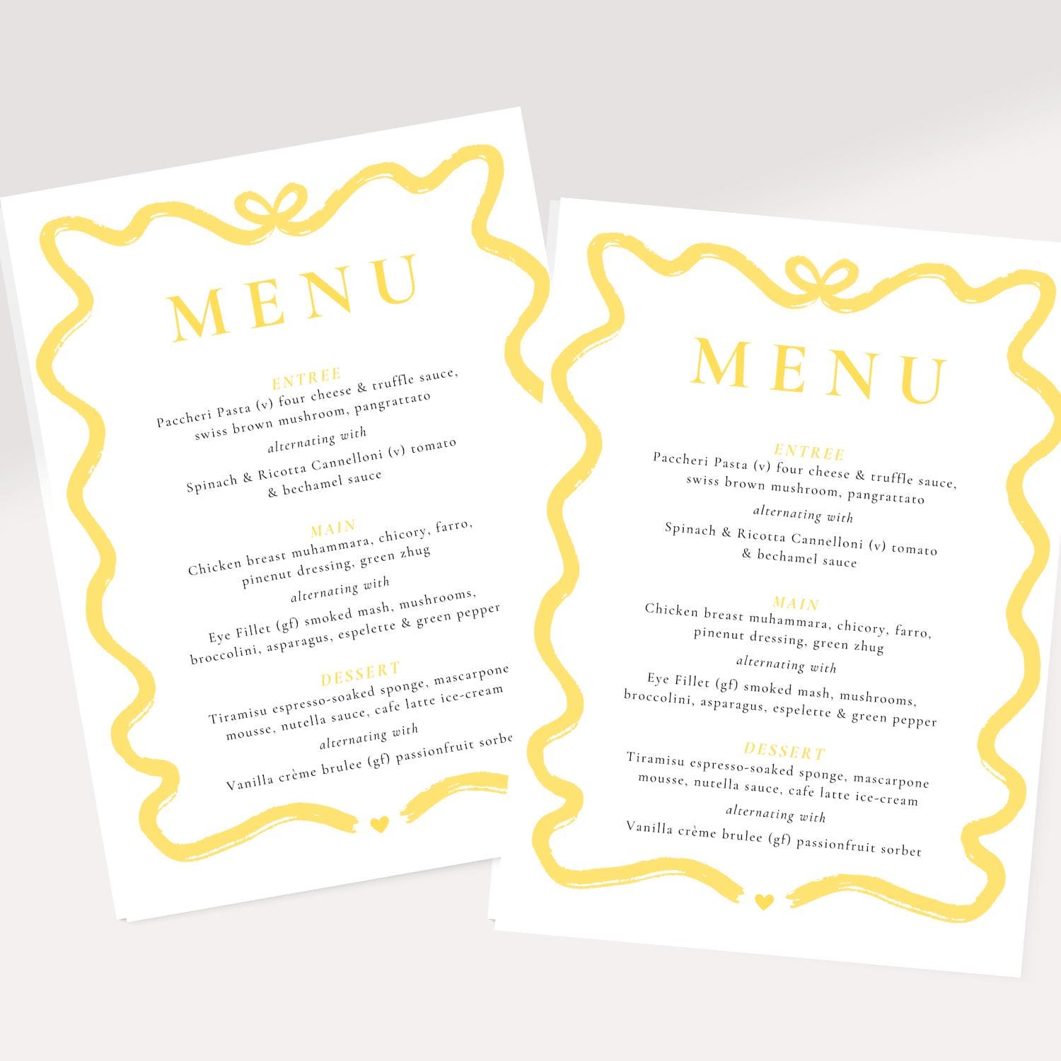 Lunch Menu, Dinner Menu, Wedding Menu, Editable Menu, Printable Menu ...