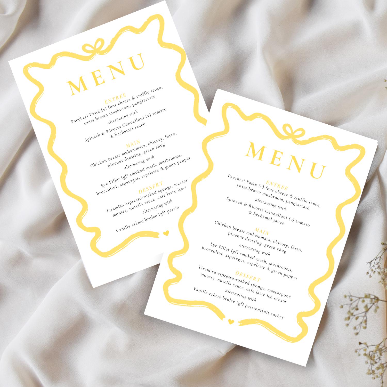 Lunch Menu, Dinner Menu, Wedding Menu, Editable Menu, Printable Menu ...