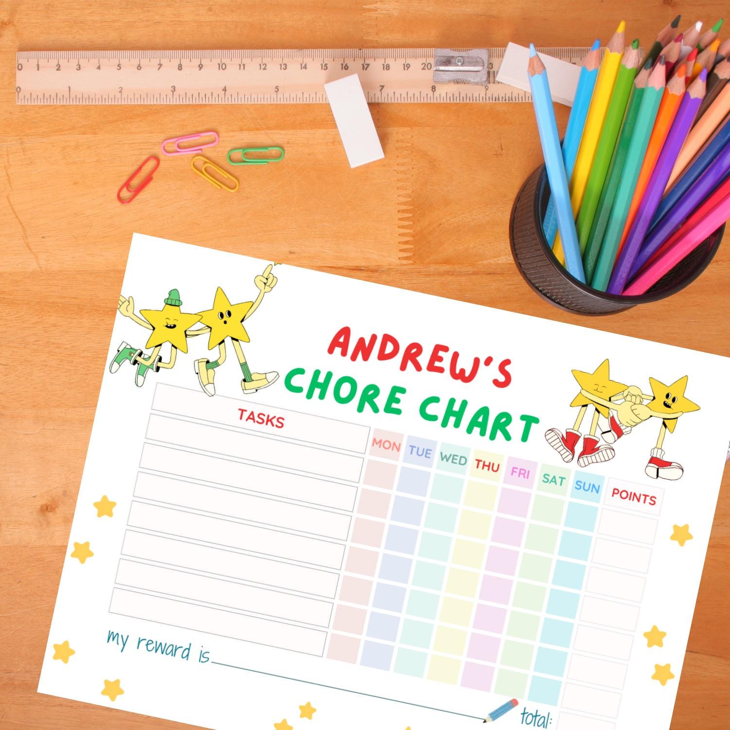 Chores Chart, Rewards Chart, Kids Chores Reward, Kids Responsibility ...