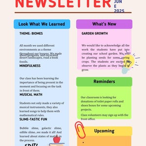 Newsletter, Classroom Newsletter, School Newsletter, What We Did, Note ...