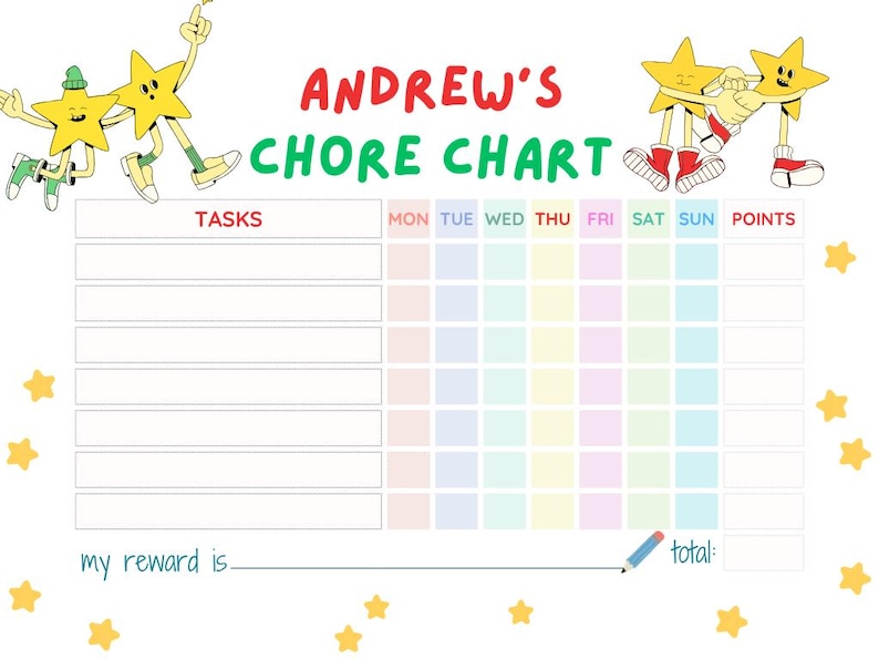 Chores Chart, Rewards Chart, Kids Chores Reward, Kids Responsibility ...