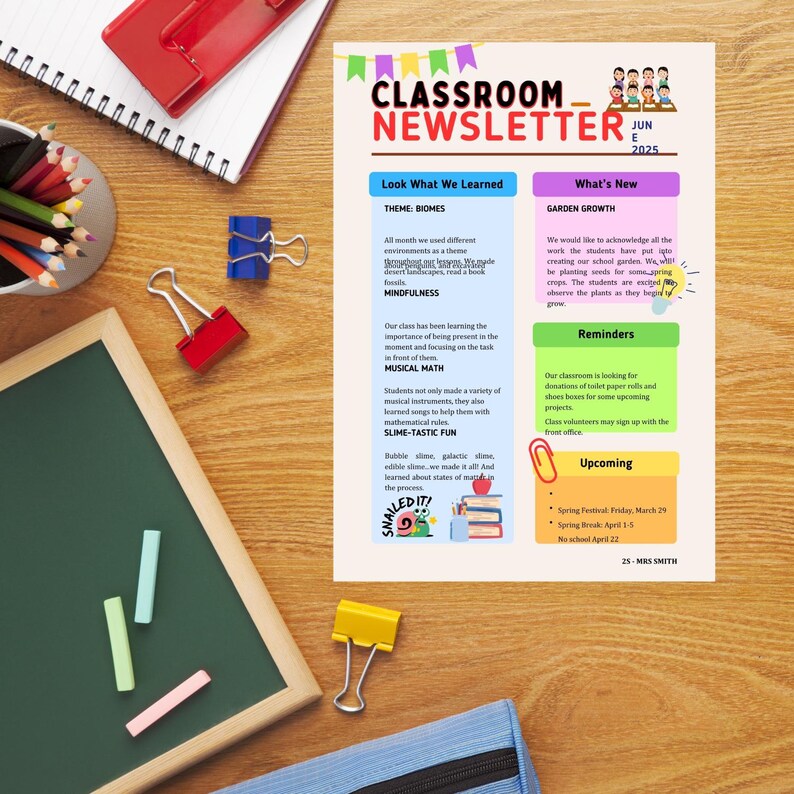 Newsletter, Classroom Newsletter, School Newsletter, What We Did, Note ...