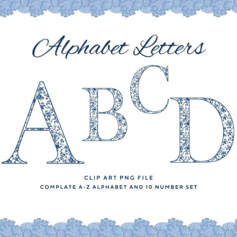 Chinoiserie Letters and Numbers, Alphabet, Font, Sublimation, PNG ...