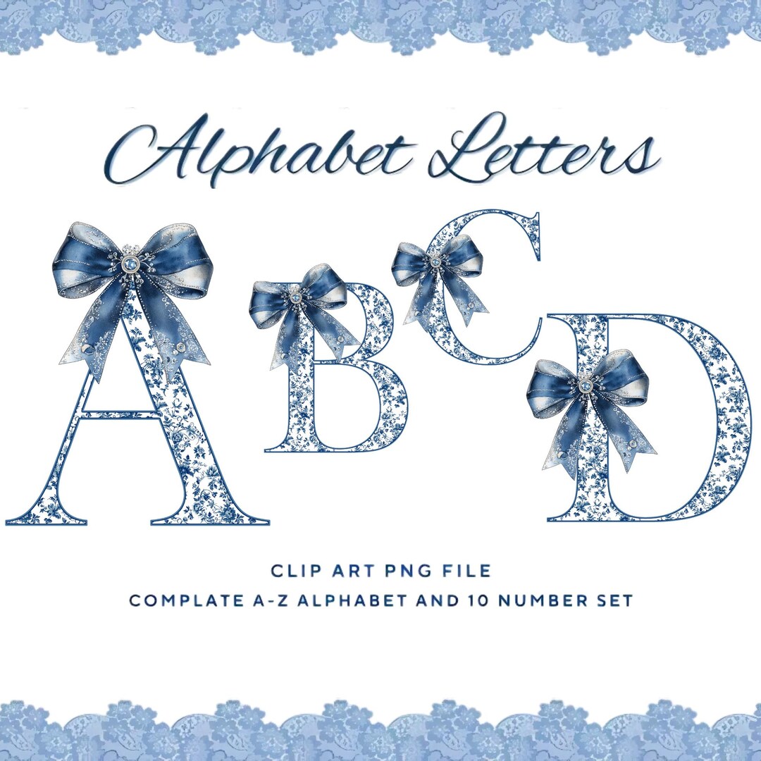 Chinoiserie Letters and Numbers, Alphabet, Font, Sublimation, PNG ...