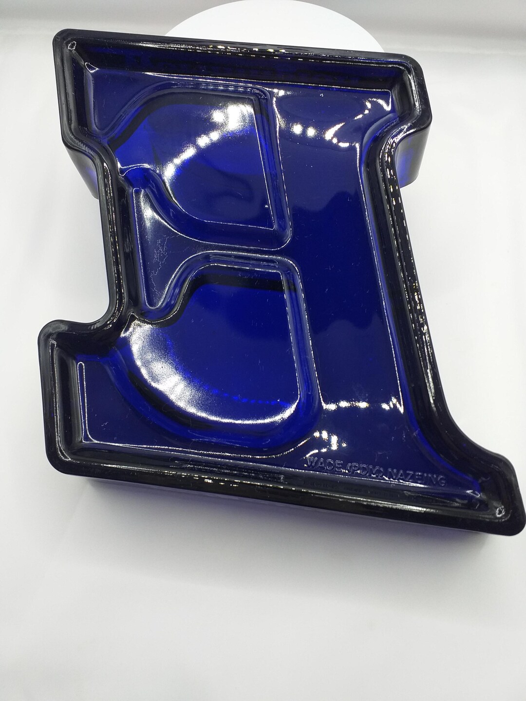 Rare Vintage Cobalt Blue Wade Glass Worthington 'E' Advertising ...