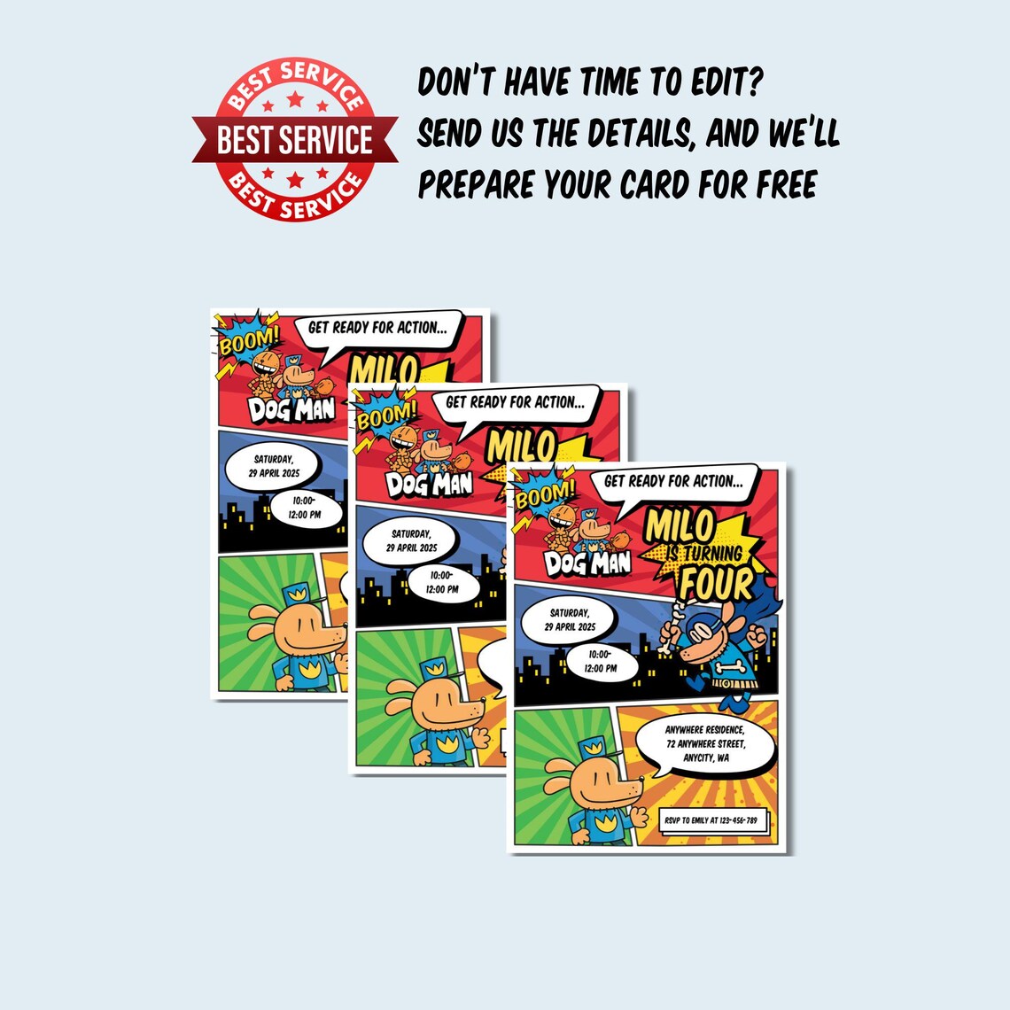 Dog Man Birthday Invitation, Editable Comic Invite, Printable Dogman ...